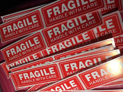40 FRAGILE STICKER 1“ x 3” FRAGILE HANDLE WITH CARE Stickers Fast USPS ...