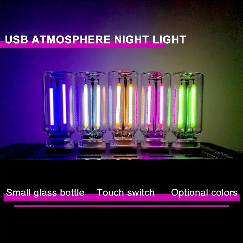 USB Glass Bottle Atmosphere Night Light – Touch Switch Dimmable LED ...