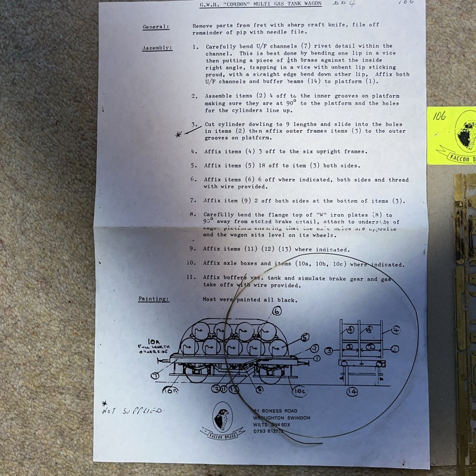 Falcon Brass Models 4mm brass kit -GWR Cordon multi gas tank wagon New ...