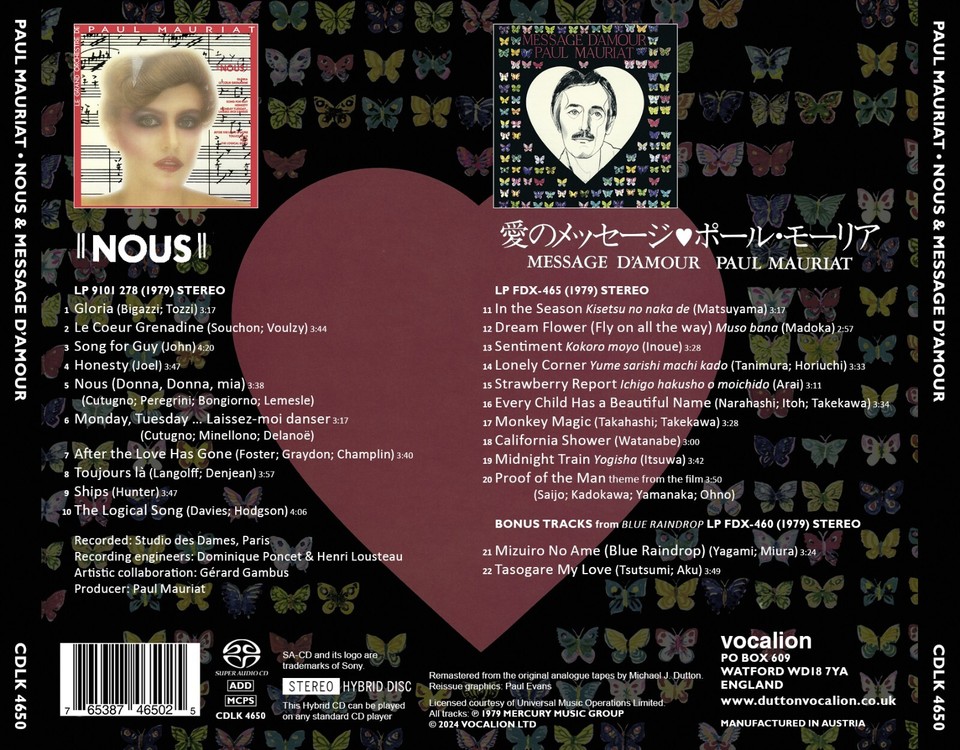 Paul Mauriat • Nous (1979) & Message d’Amour (1979) SACD Hybrid Stereo ...