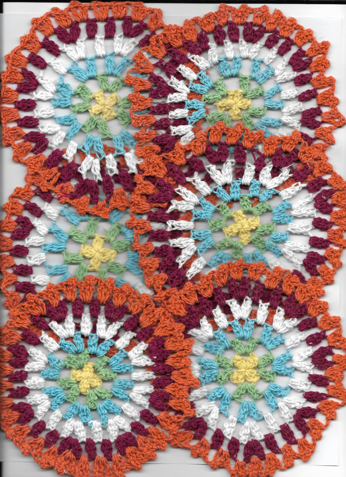 9 psc set Hand Crochet Doilies 5" Rainbow Colorful Mandala Boho Vintage ...