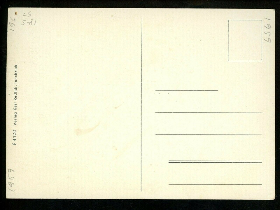 Music postcard song lyrics w/ music notation European scene 1959 chrome ...