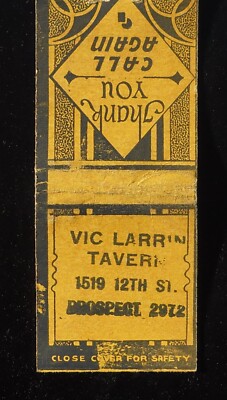 1930s HOMEMADE Vic Larrin Tavern Phone Prospect 2972 1519 12th St ...