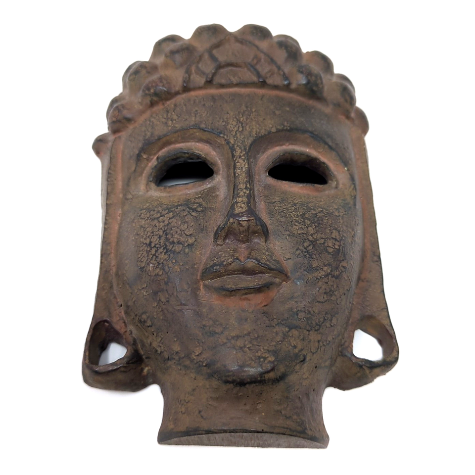 Vtg Buddha Head Face Mask Wall Decor Hanging Asian Ceramic Resin Metal ...