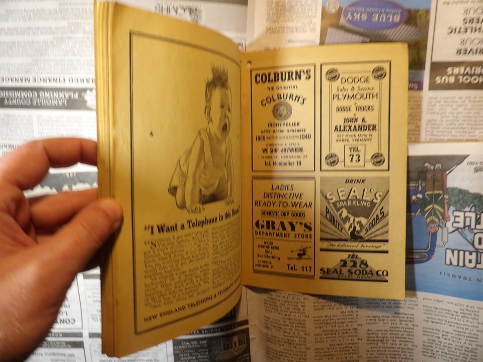 Barre-Montpelier Vermont Telephone Directory Jan 1941 - Real Ice Cream ...