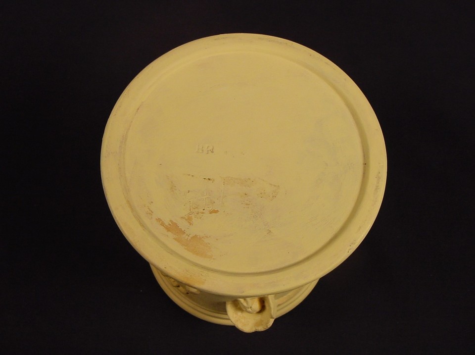 VERY RARE ANTIQUE FLORAL JAR with BIRD NEST LID CANE CANEWARE YELLOW ...