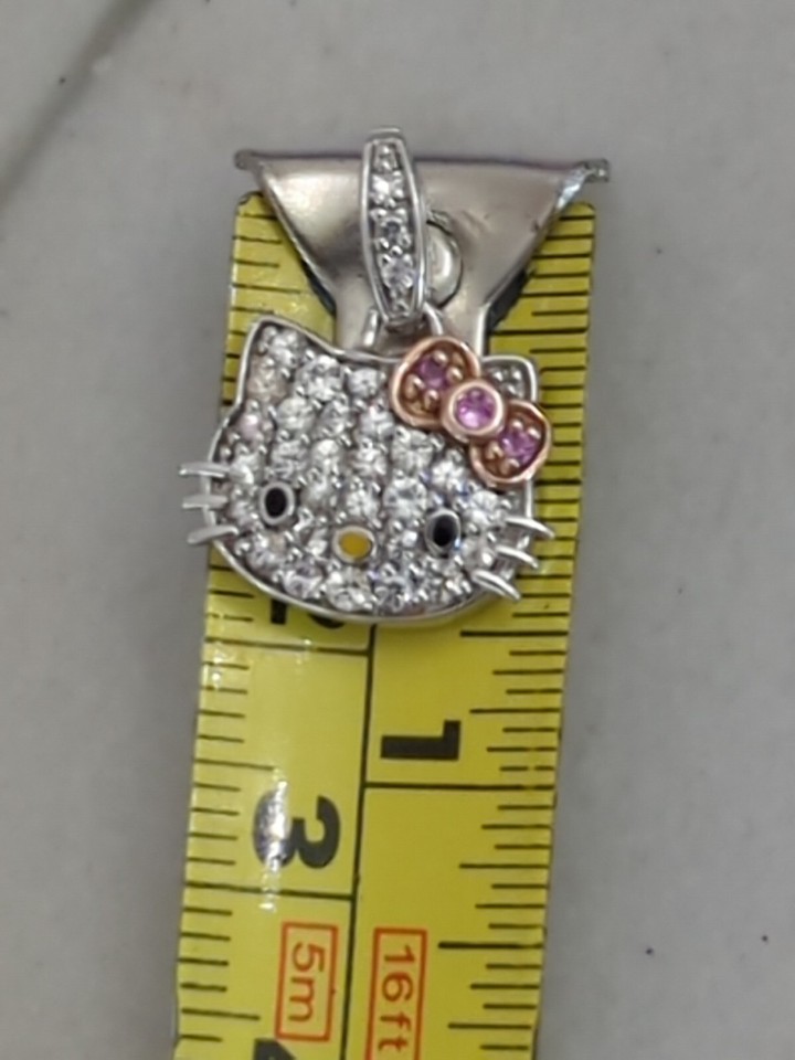 🌸Hello Kitty Pendant Kimora Lee Simmons Pink White Crystals Sterling☜☜🌸 ...