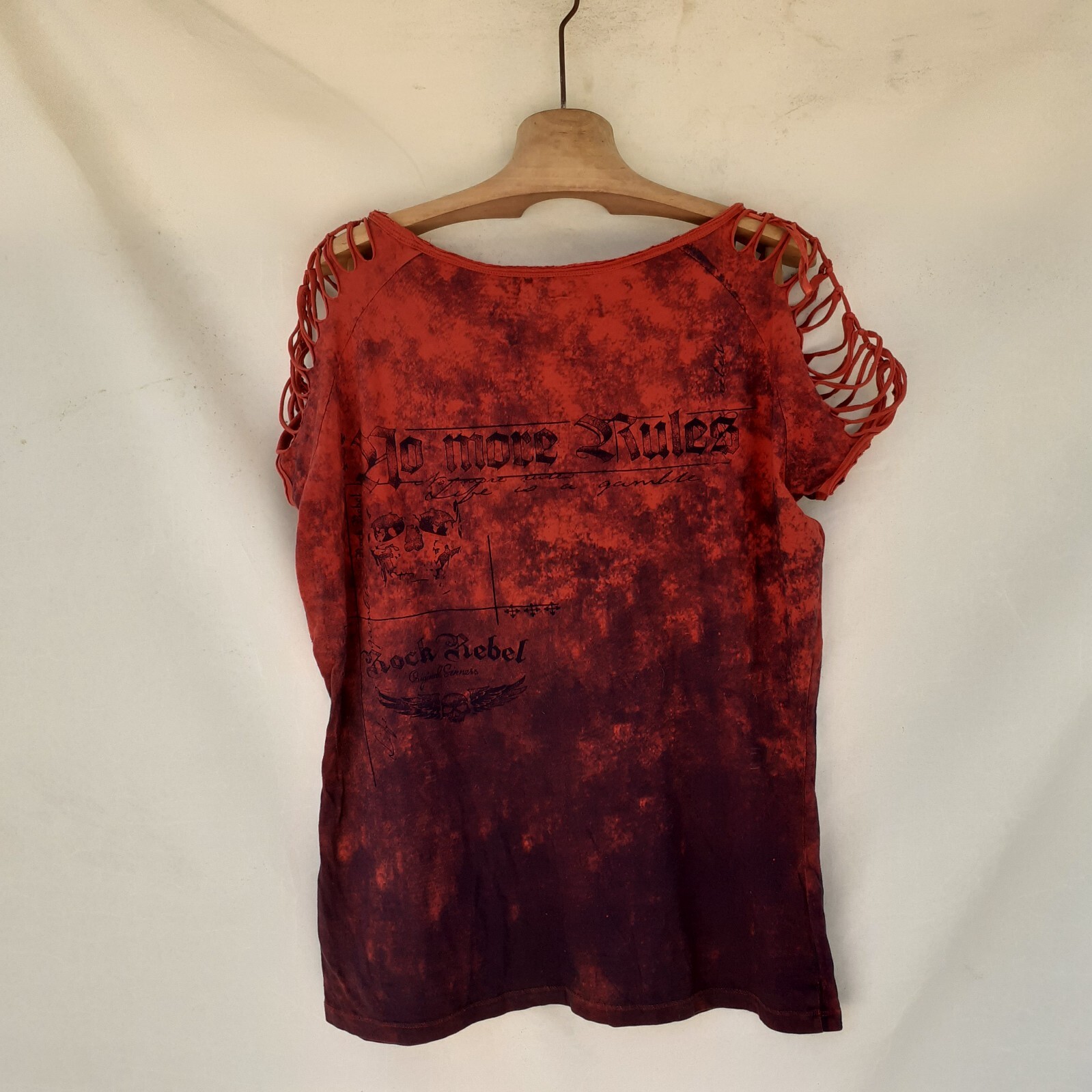 Rock Rebel Boat Neck Top Women's Extra Large Red Rust Cotton Plaited ...