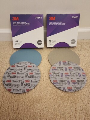 3M Trizact 5000 & 8000 Grit Discs 6" Foam Discs 2 of each grit (4 ...