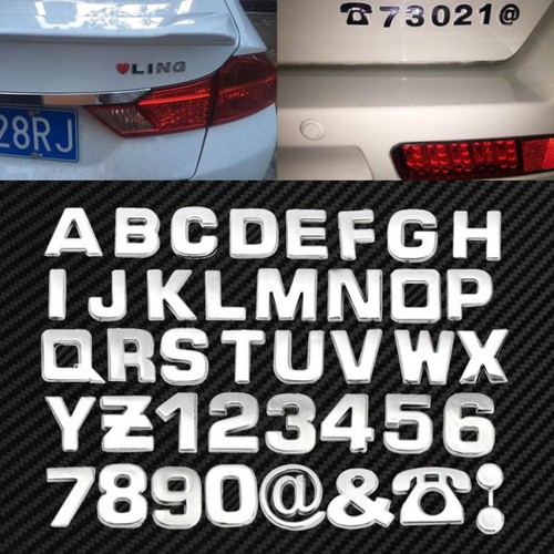 40pcs Car Auto Chrome Digital Alphabet Emblem Metal 3D Letters DIY Car ...
