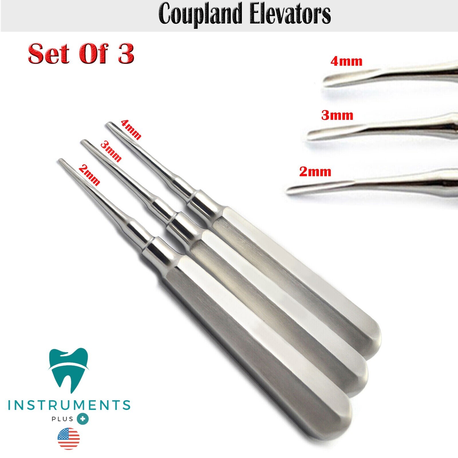 Coupland Elevators Set of 3 Dental Extraction Surgical Root Extracting ...