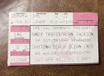 RANDY TRAVIS/ALAN JACKSON RARE CONCERT TICKET STUB DAYTONA BEACH, FL 04 ...