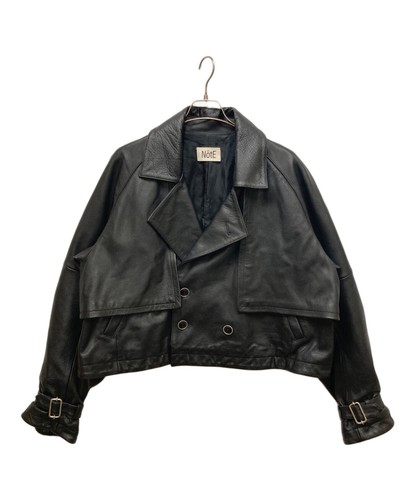NotE Contrast Over Trench Single Leather Jacket Size: 46 Black Men 25 ...