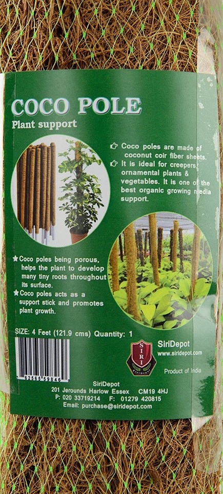 COCO POLE COCONUT COIR FIBRE PLANT MOSS SUPPORT POLE FOR CREEPER 1.2m ...