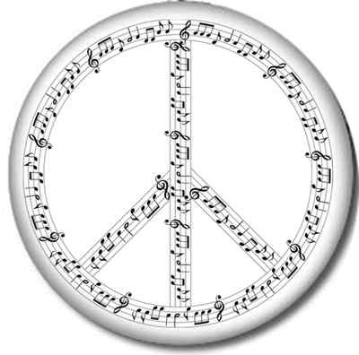 Peace Sign Music Notes Pin-Back Button Pin 6 Sizes Musical Harmony ...
