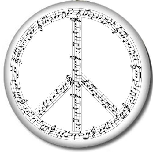 Peace Sign Music Notes Pin-Back Button Pin 6 Sizes Musical Harmony ...