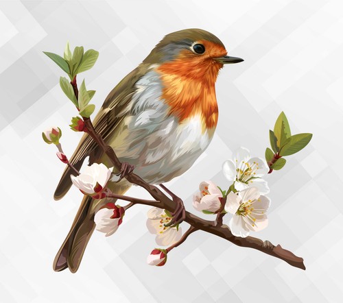 Robin Floral Bird Spring wall vinyl sticker decal ty504 | eBay UK