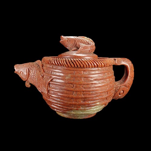 Antique Collection Chinese Hand Carved ShouShan Stone Fish Teapot | eBay