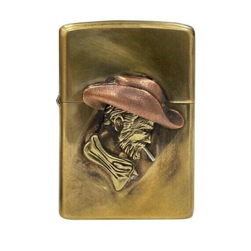Western Cowboy with Zippo Lighter - brass, with Copper Embossing | eBay