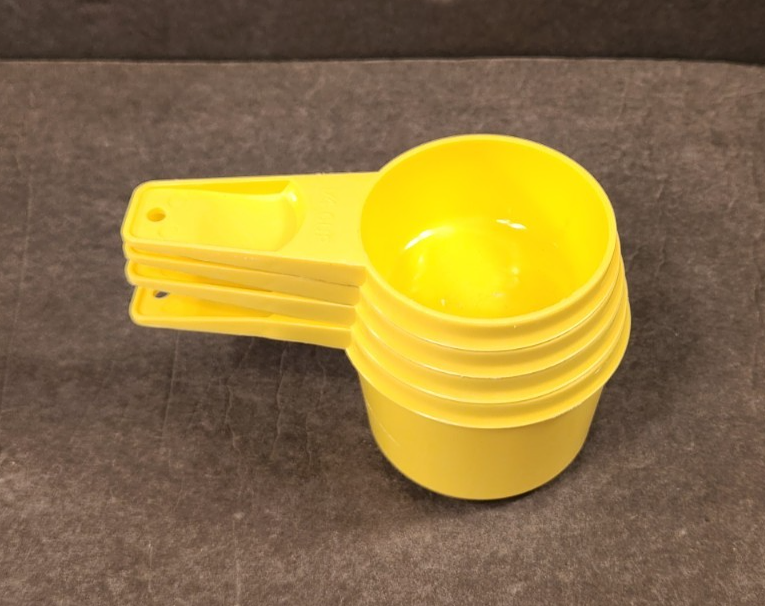 Vintage Set Lot of 4 Tupperware Yellow Measuring Cups 1/4c, 1/3c, 1/2c ...