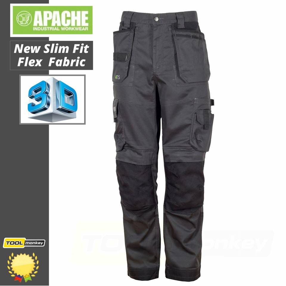 Apache ATS Work Trousers - Modern Fit 3D Flex Stretch Straight Leg Work ...