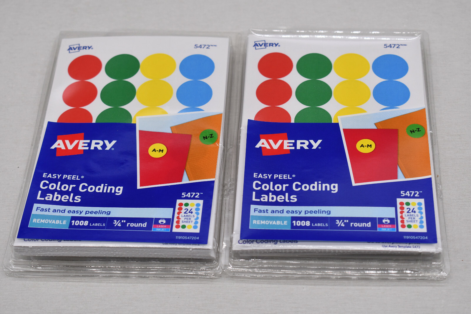 Removable Color Coding Labels Blue, Green, Red, Yellow AVERY 5472 ...