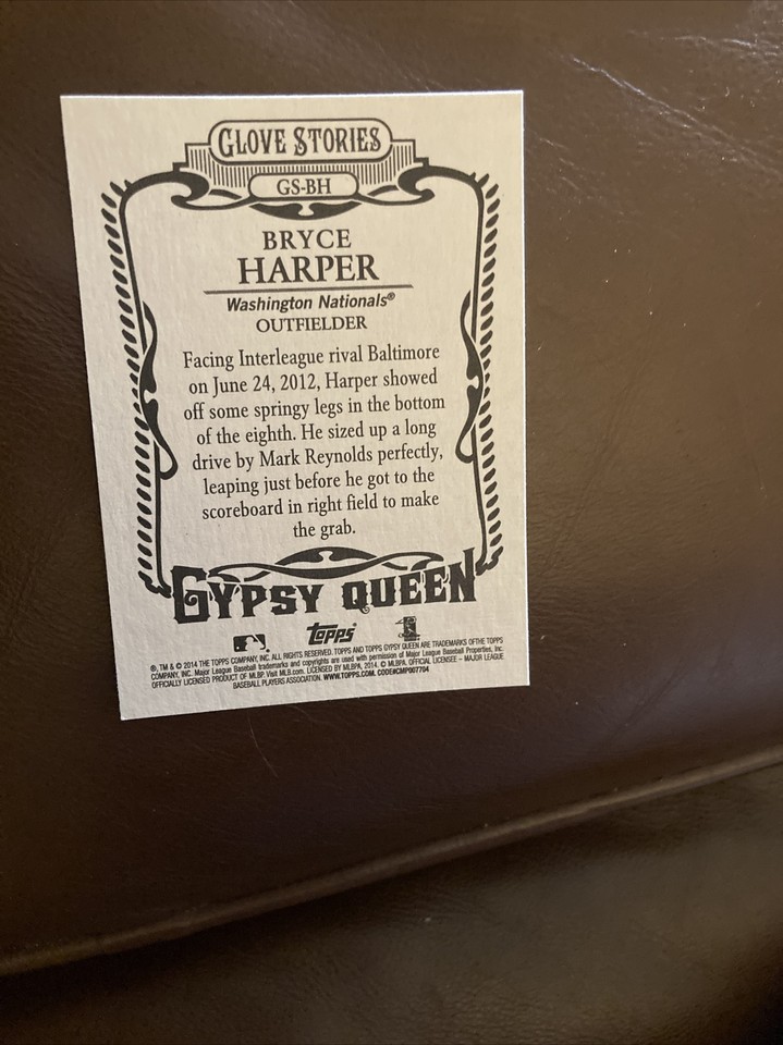2014 (NATIONALS) Topps Gypsy Queen Glove Stories #GSBH Bryce Harper | eBay