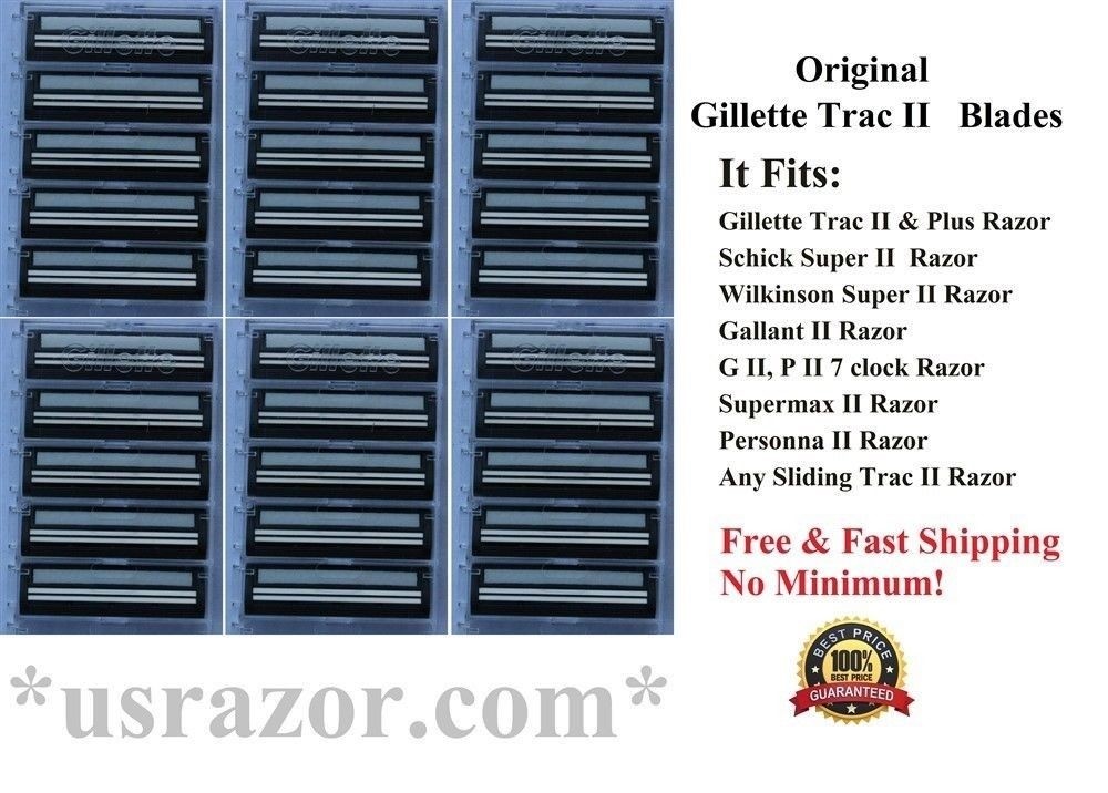 30 Gillette Trac II Plus Blades cartridges Refills Fit Schick Super 2 ...