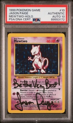 AUTO PSA 10 Jason Paige signed Mewtwo 1999 Pokémon holo Base Set ...