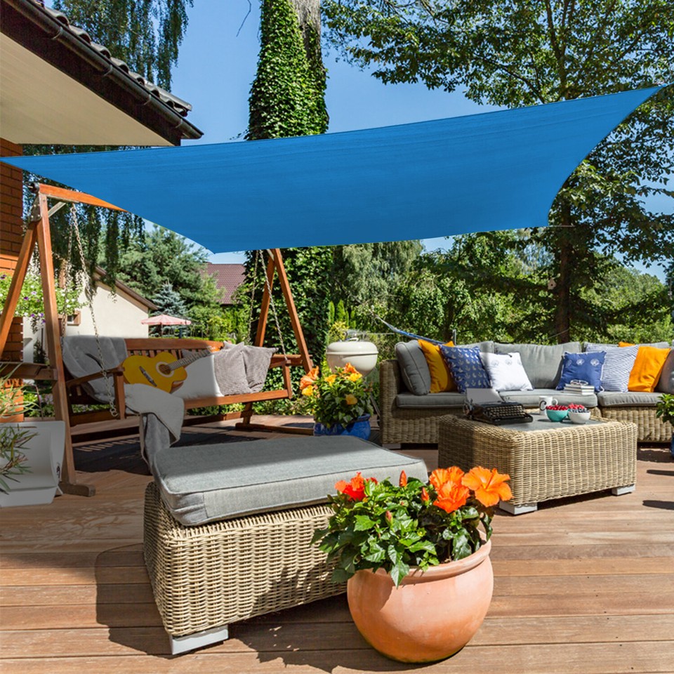Rectangle Sun Shade Sail Canopy Shelter Shade Mesh Cover Patio Yard ...