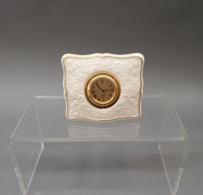 Lenox China Quartz Small Desk Clock 3" Tall. White, 24K trim. | eBay