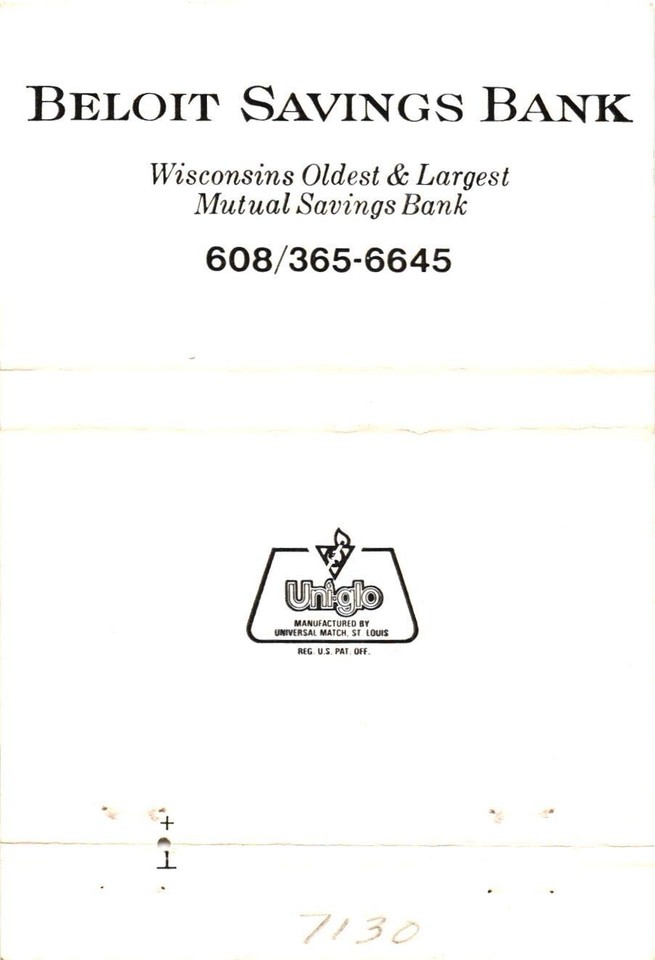 BSB, Beloit Savings Bank, Beloit, Wisconsin Member FDIC Vintage ...