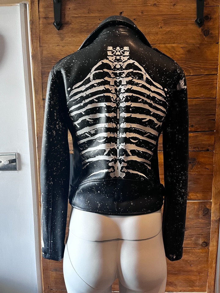 Gothic Grunge Faux Leather Skeleton Biker Jacket Killstar Disturbia Mary Wyatt | eBay UK