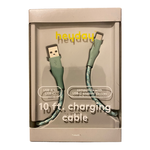 Heyday 10ft. Charging Cable For iPhone / iPad GREEN. USB-A to USB-C ...