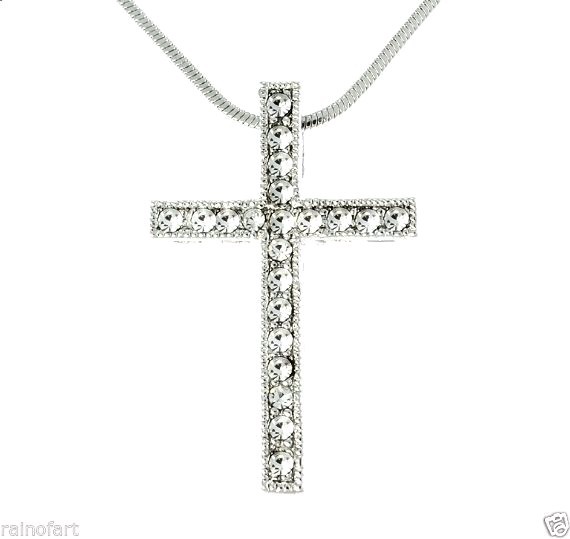 Cross Necklace Made With Swarovski Crystal God Jesus Christ Pendant 18 ...