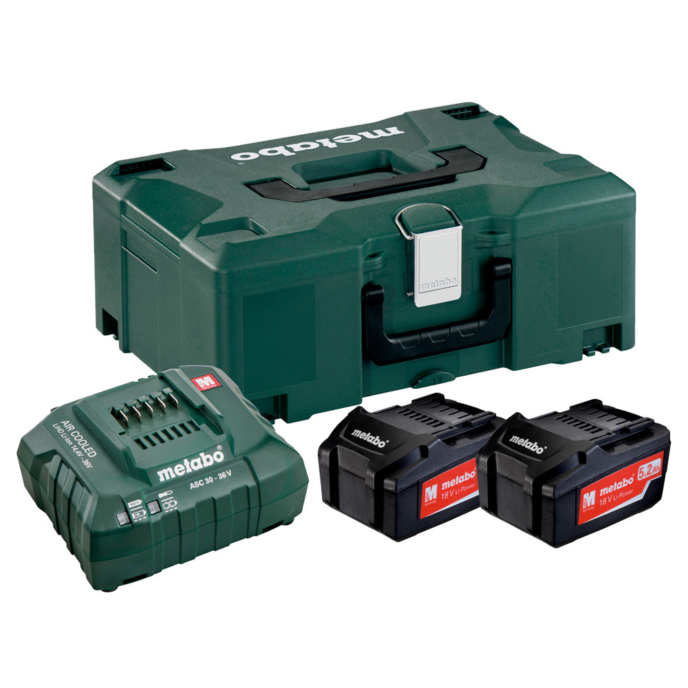 Metabo 685065000 18V Li-ion 2 x 4.0Ah Batteries ASC30-36V Charger ...