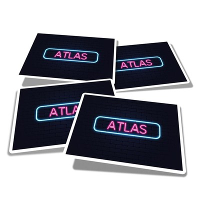 4x Vinyl Stickers Neon Sign Design Atlas Name #351644 | eBay