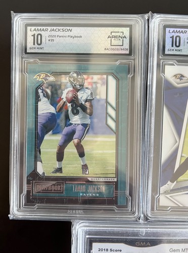 Lamar Jackson Cards Graded GEM MINT w/ 2018 Score Rookie GMA 10 Lot of ...
