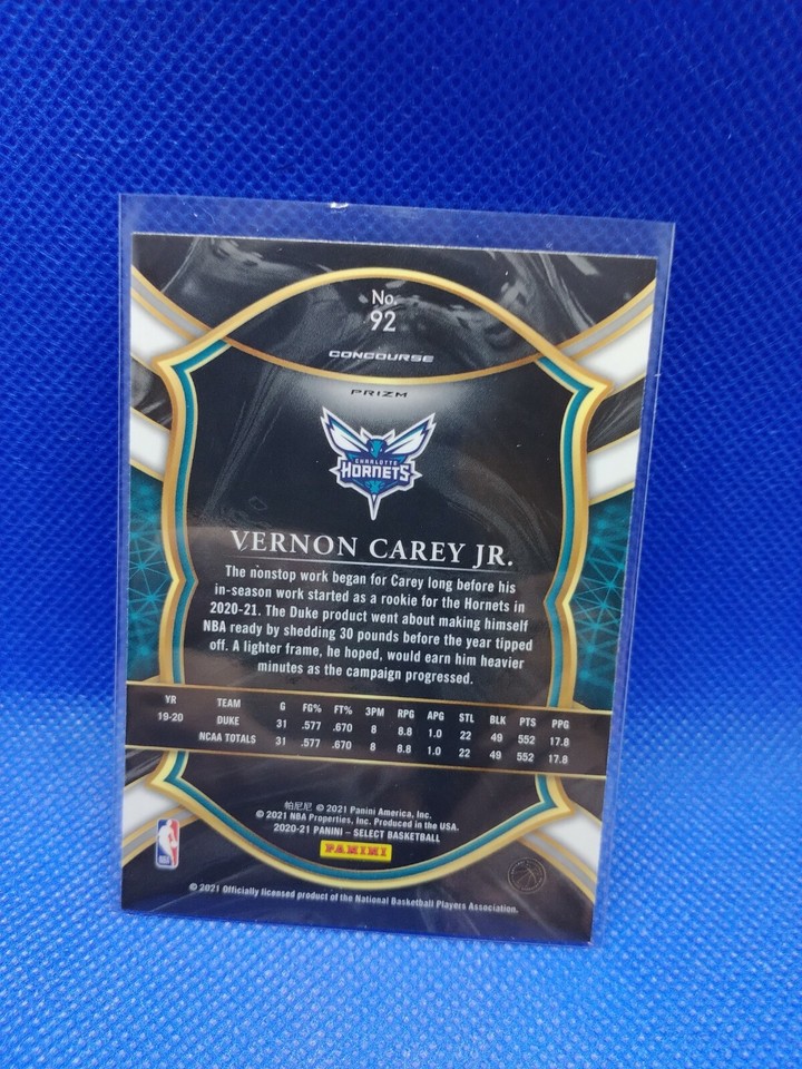 2020-21 Panini Select Vernon Carey Jr. ROOKIE Red White Orange Shimmer ...
