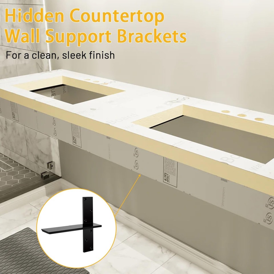 3/8" Thick Heavy-Duty Floating Shower Bench Brackets - 14 L x 2.5W Wall ...