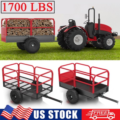 Yard Garden Trailer Pull Behind Trailer 1700lbs ATV Trailer Dump Cart ...