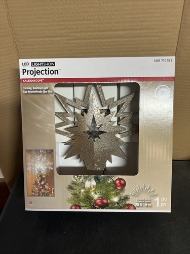 Gemmy Projection Silver Star Christmas Tree Topper Kaleidoscope ...