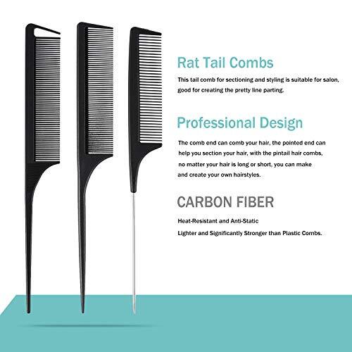 6 Pieces Carbon Fiber Hair Combs Set, General Styling Grooming Comb ...