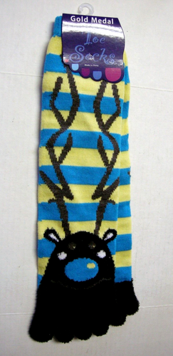 Christmas Ladies Toe Socks by Gold Medal, Reindeer Design, Teal ...