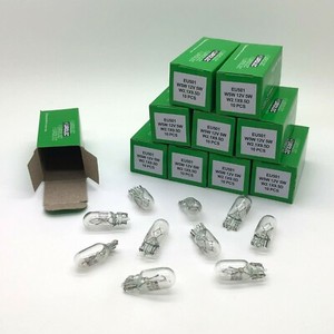 100 x Eurolec 501 W5W Car Sidelight Side Light Bulb 12v 5w Push Fit ...