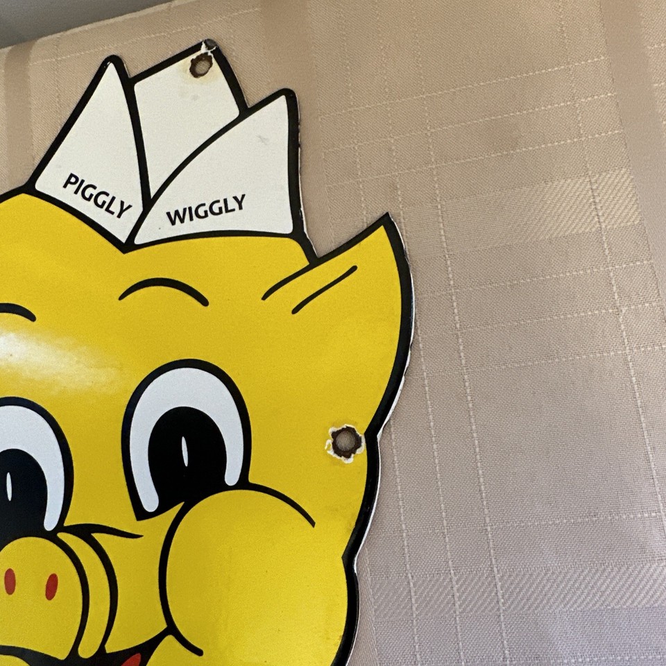 Piggly Wiggly Grocers Vintage Porcelain Enamel Metal Sign | eBay