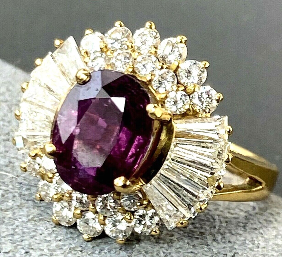 Vintage Diamond Ruby Ring Estate Fine Jewelry Pre-Owned Size 6.5 ...