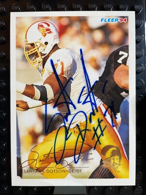 1994 Fleer Tampa Bay Buccaneers Santana Dotson Hard Signed Autographed ...