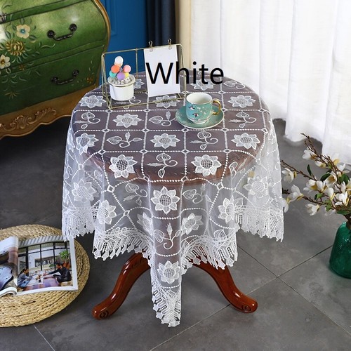 Pastoral Retro Embroidered Lace Tulle Tablecloth Sheer Table Cover Home ...