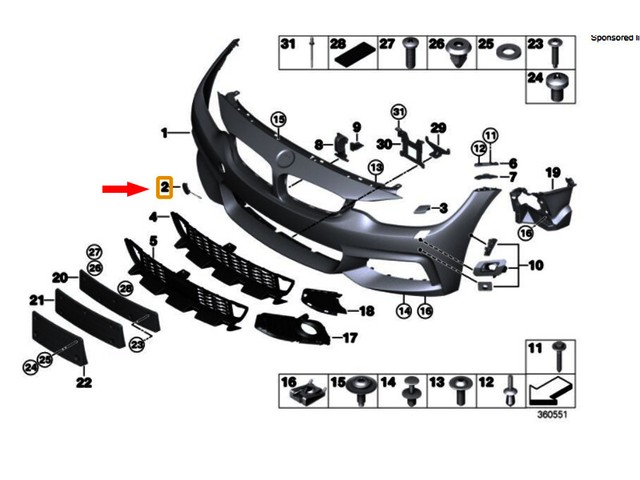 BMW 4 SERIES F32 F33 F36 M SPORT FRONT BUMPER TOWING EYE COVER ...